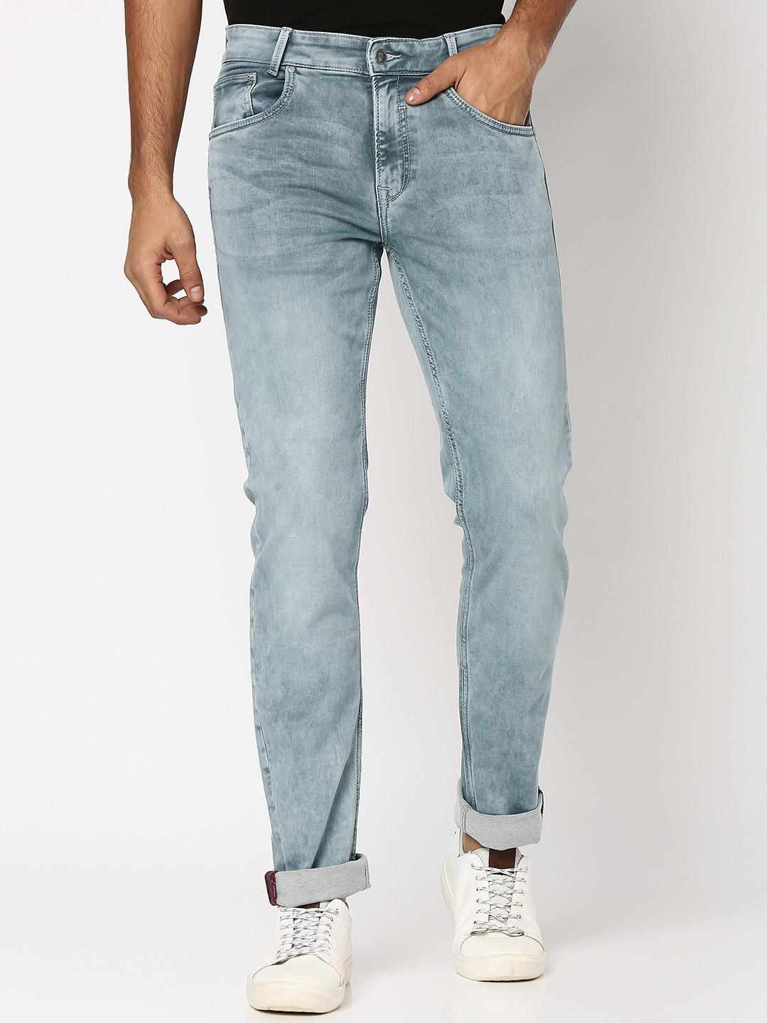 Buy Mufti Men Straight Fit Heavy Fade Clean Look Whiskers Stretchable ...