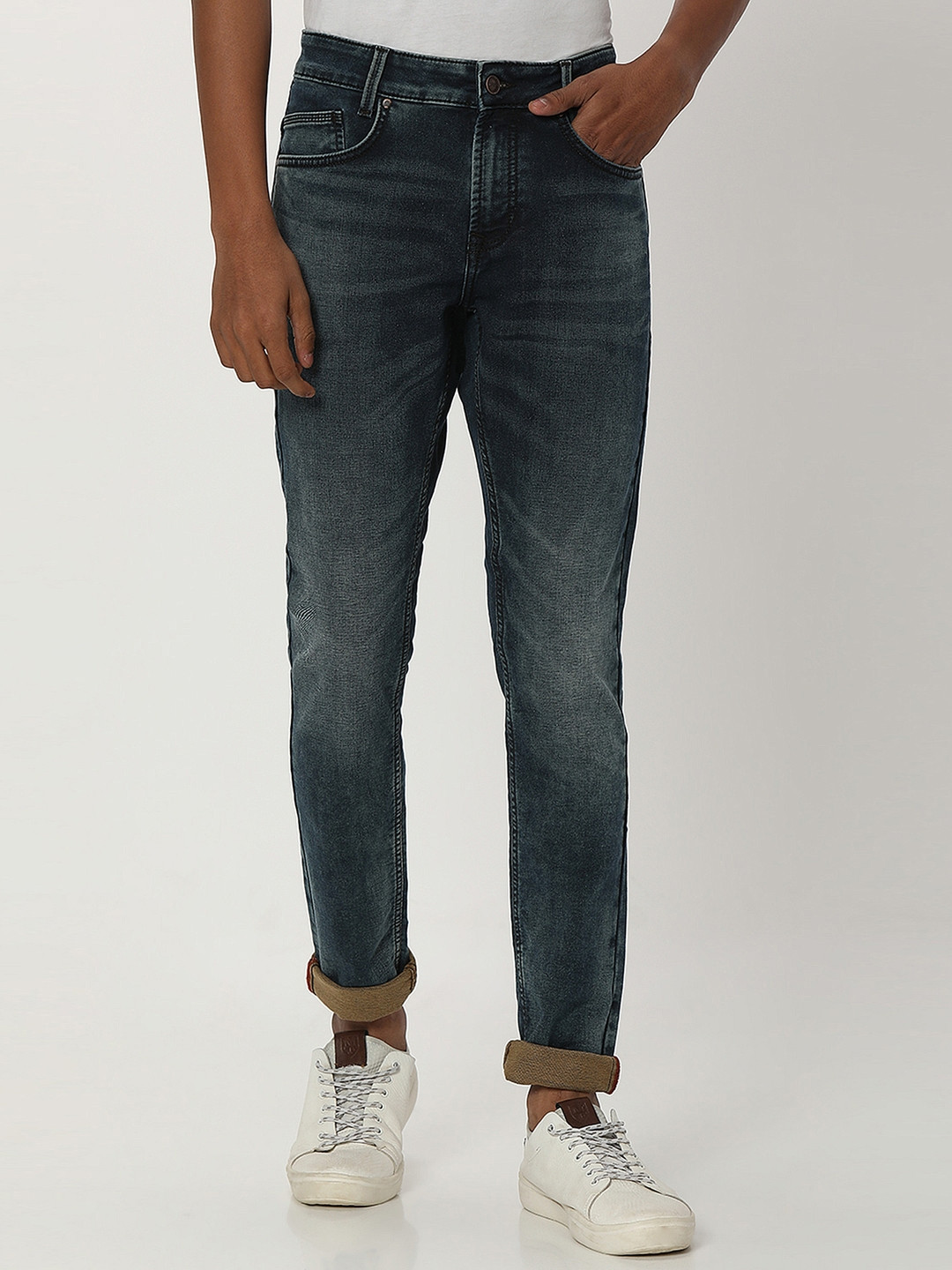 Buy Mufti Men Mid Rise Regular Fit Stretchable Light Fade Jeans - Jeans ...