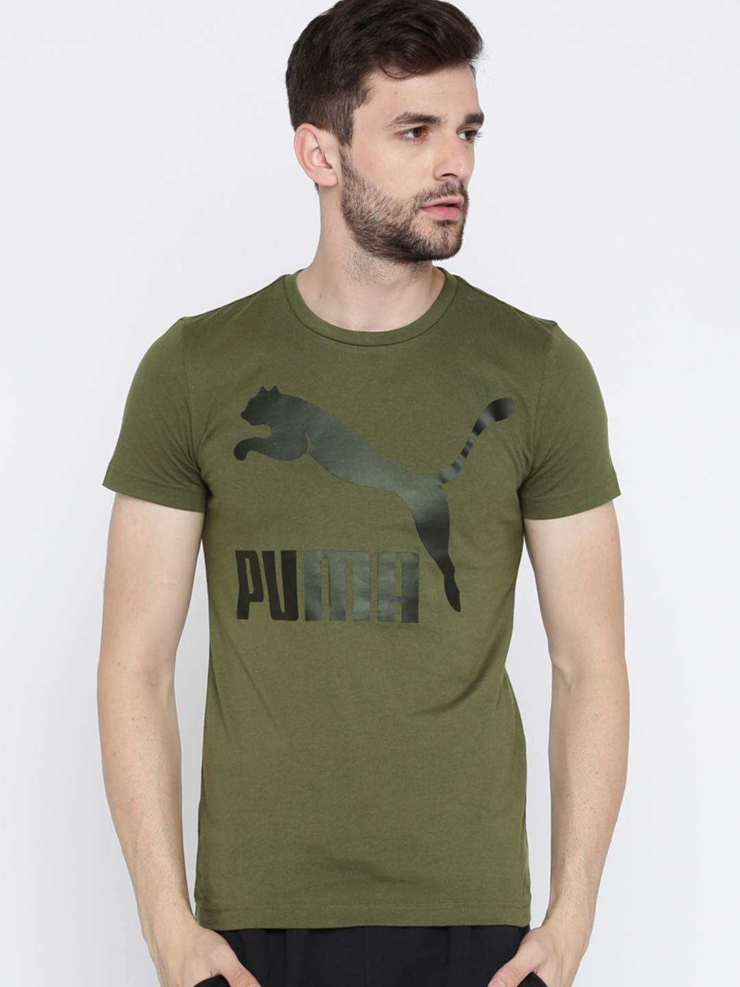 Buy Puma Men Olive Green Printed Archive Logo T Shirt - Tshirts for Men ...