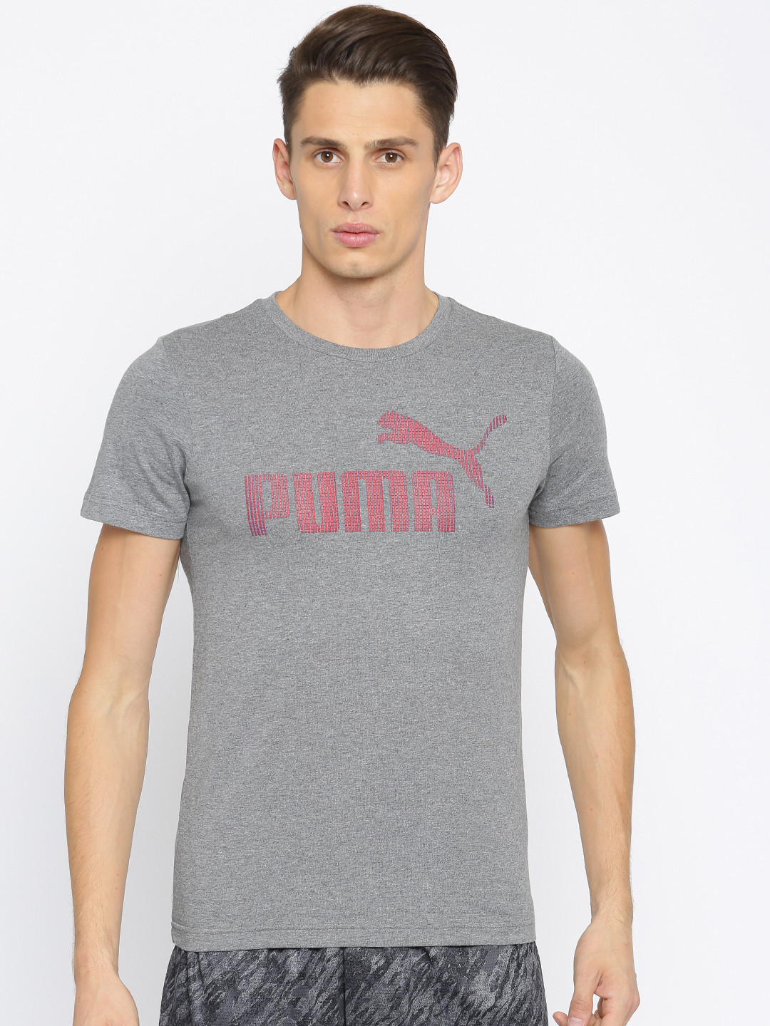 Buy Puma Men Grey Melange Printed Round Neck T Shirt - Tshirts for Men ...