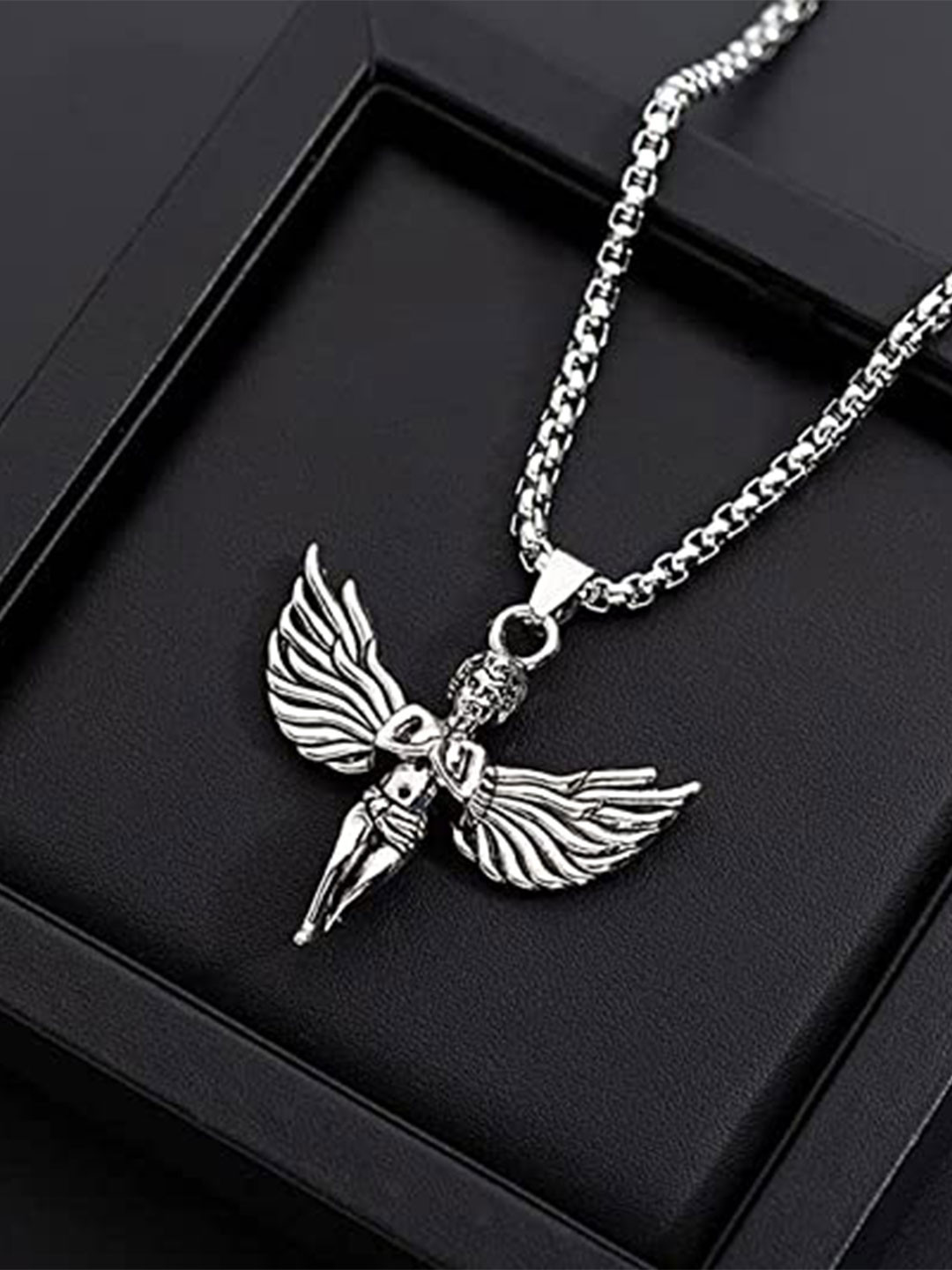 Buy VIEN Silver Plated Angel Pendant Antique Chain - Necklace And ...