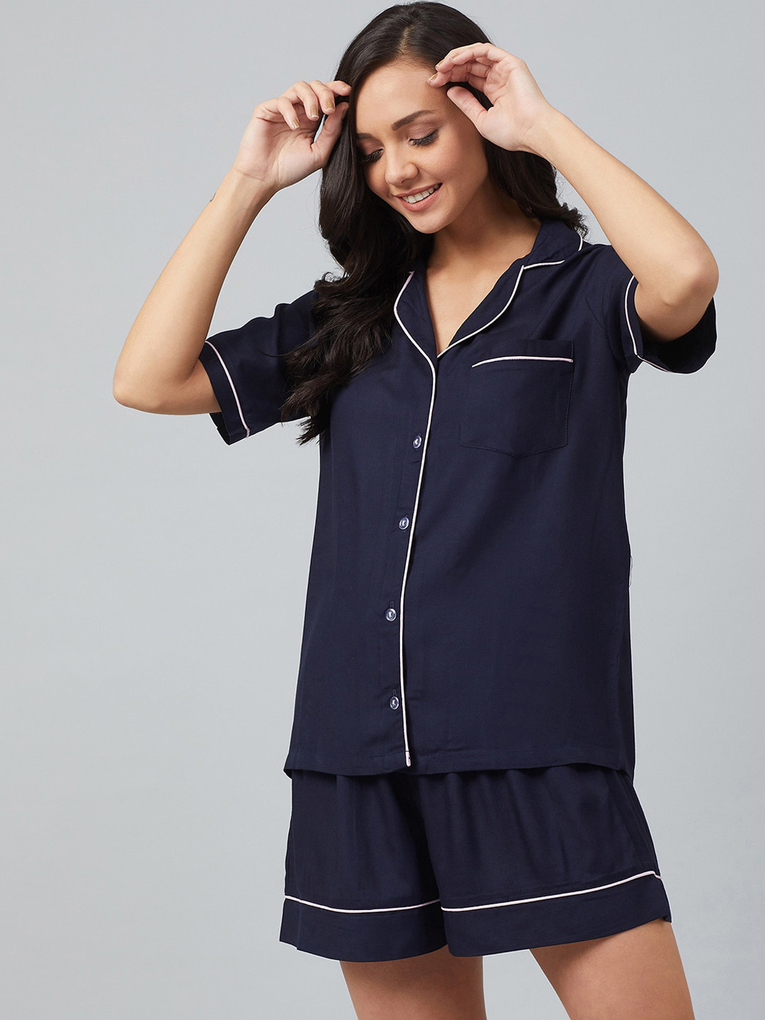 Buy The Snug Studio Lapel Collar Night Suit - Night Suits for Women ...