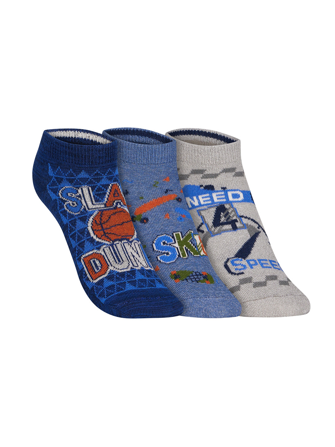 Buy Skechers Boys Pack Of 3 Patterned Non Terry Ankle Length Socks ...