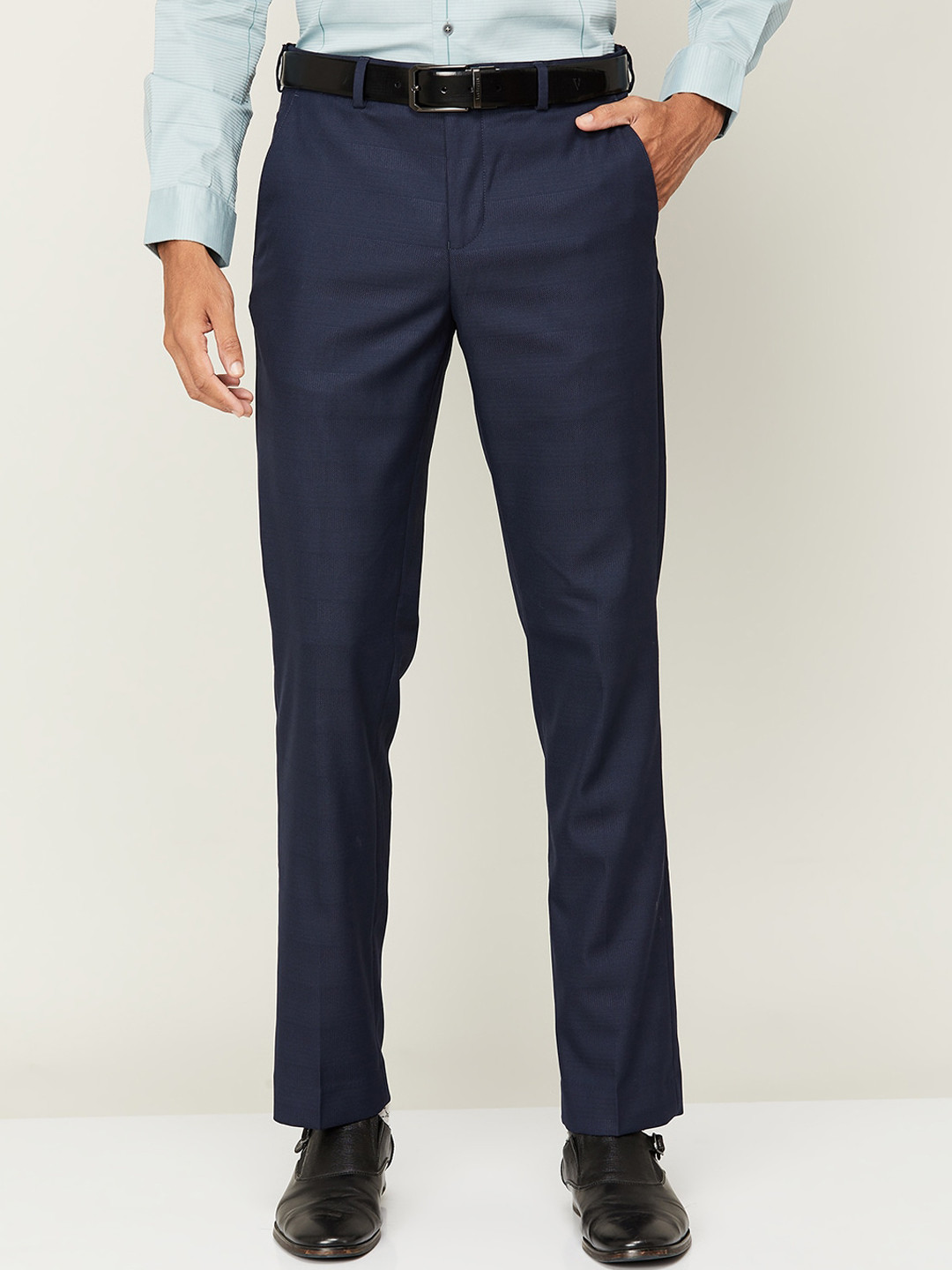 Buy CODE By Lifestyle Men Slim Fit Mid Rise Formal Trousers - Trousers ...