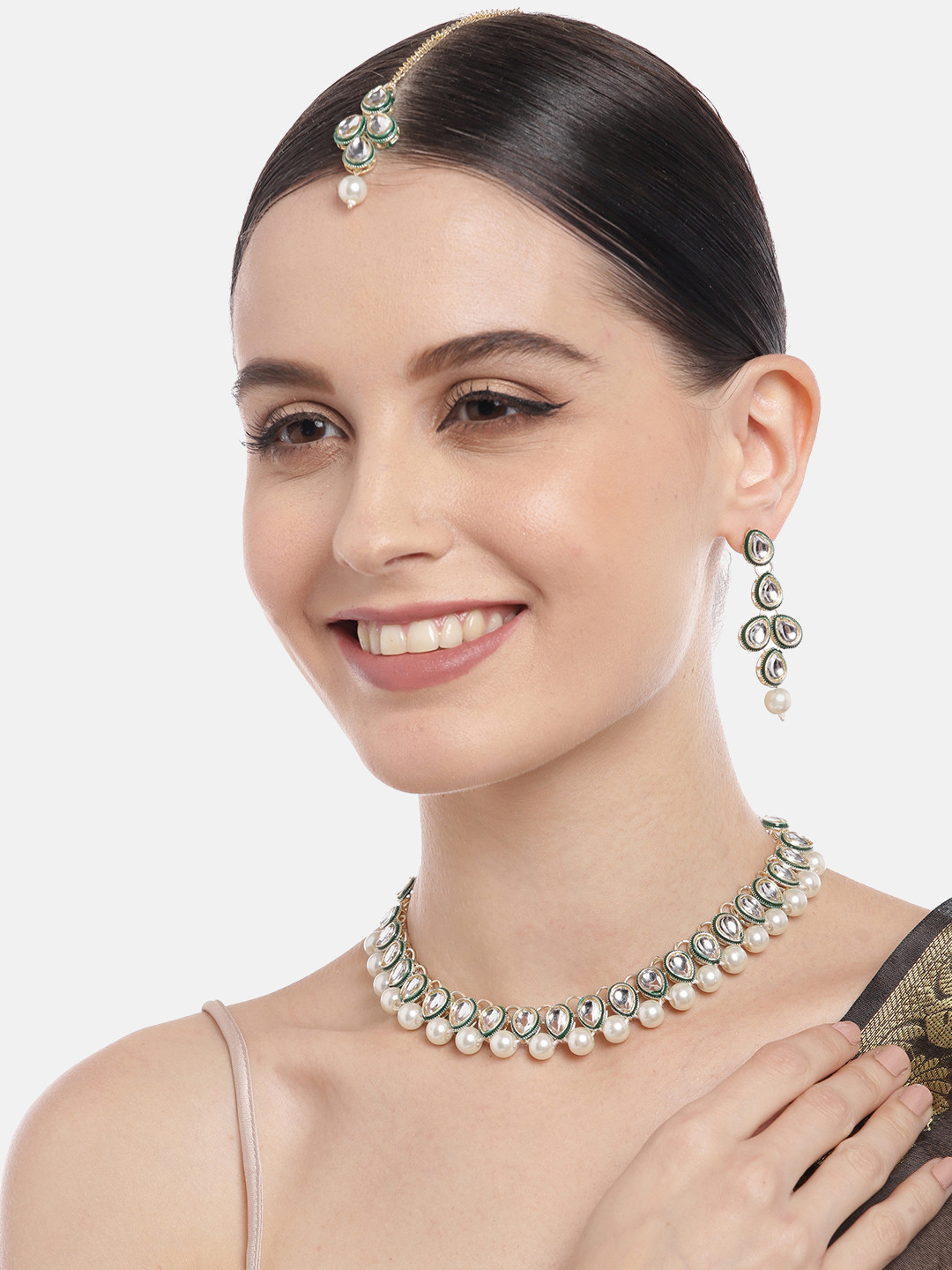 Buy Aadvik Designs Pearl Beaded Choker Necklace Jewellery Set Jewellery Set For Women 23189516 