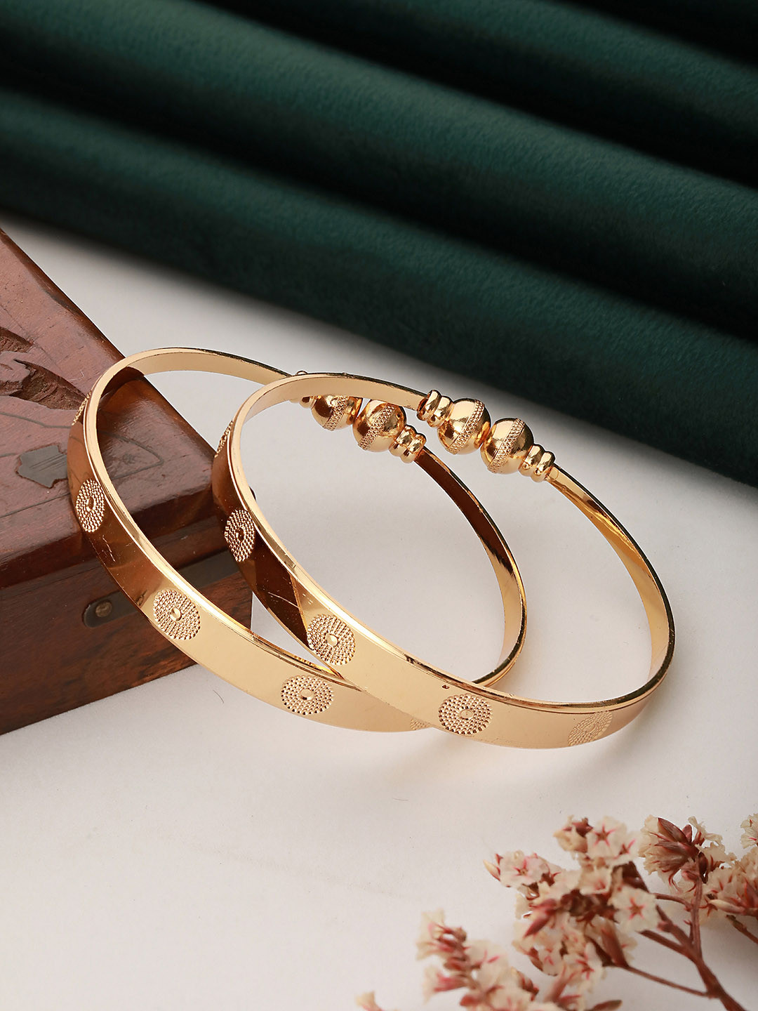 Buy Aadvik Designs Set Of 2 Gold Plated Adjustable Bangles - Bangle for ...