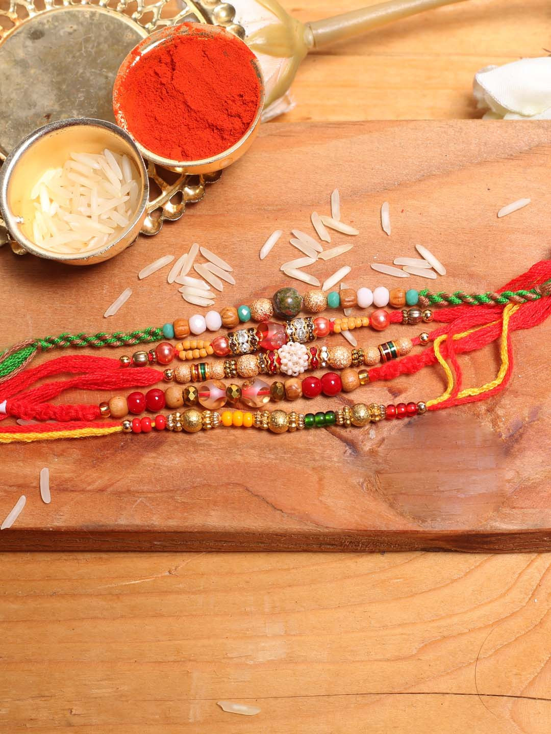 Buy Aapno Rajasthan Set Of 5 Stone Beaded Rakhi - Rakhi for Unisex ...
