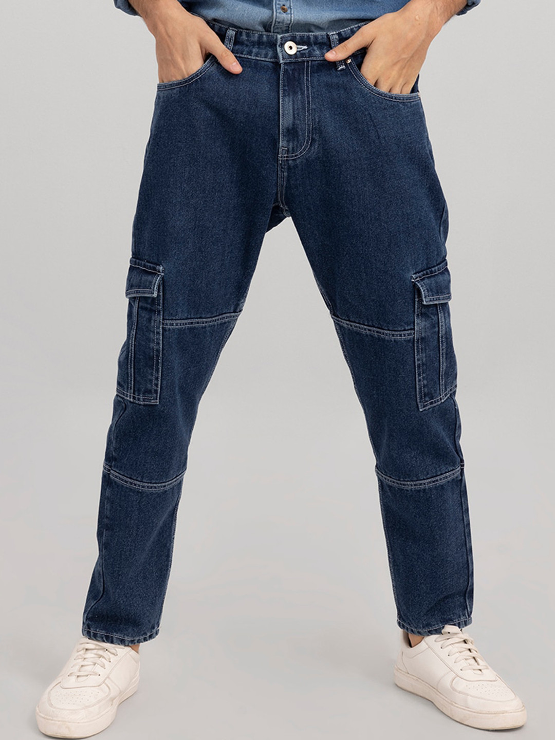 Buy Snitch Men Blue Wide Leg Mid Rise Clean Look Stretchable Jeans ...