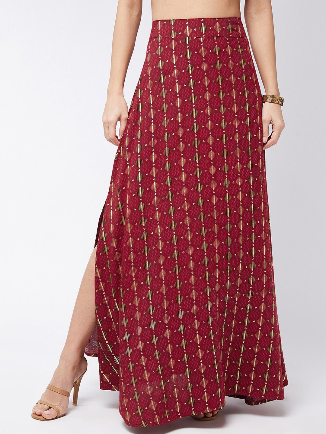 Buy InWeave Geometric Printed Maxi A Line Skirt - Skirts for Women ...