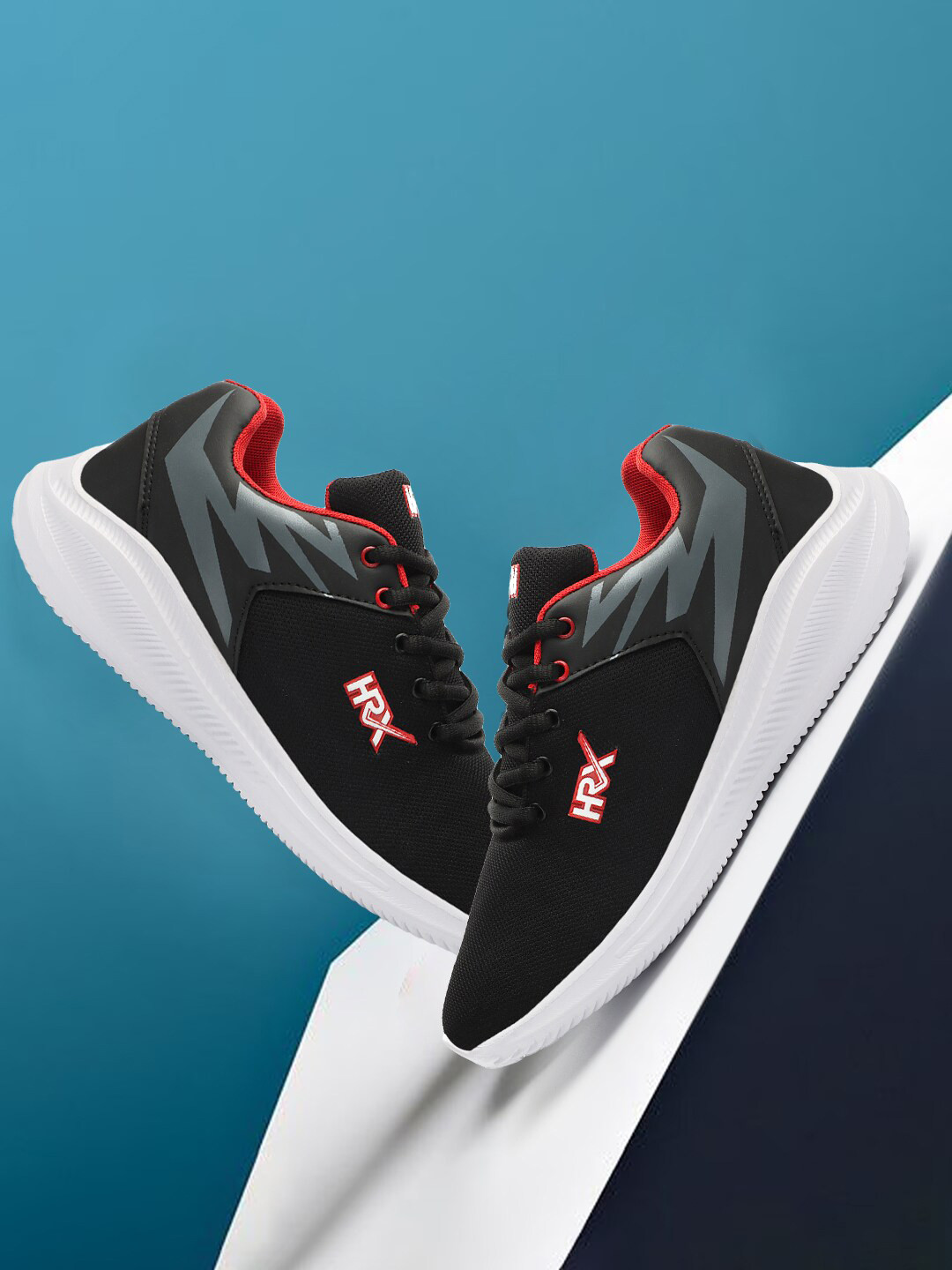 Buy HRX By Hrithik Roshan Men Black And Red Mesh Running Sports Shoes ...
