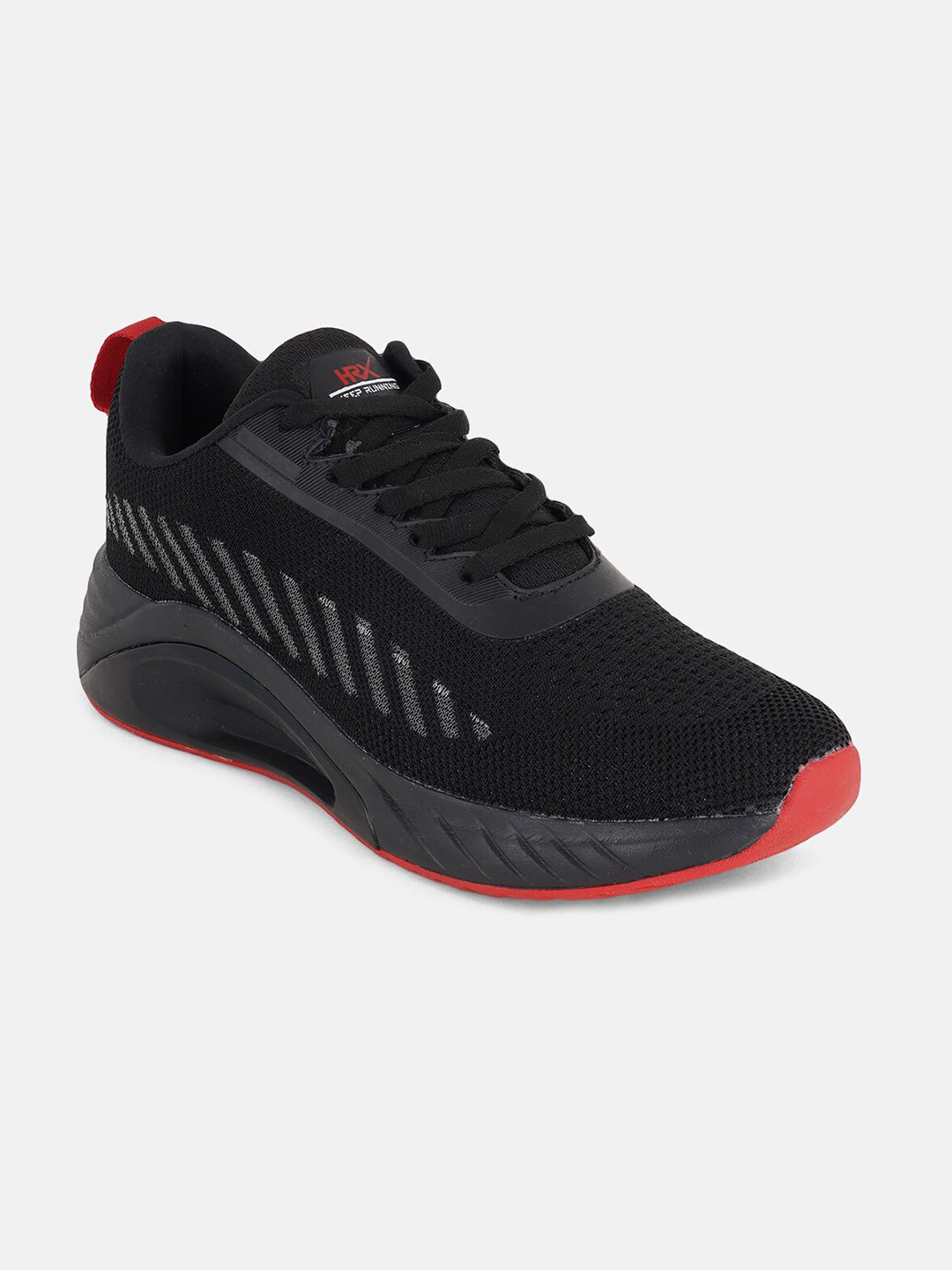 Buy HRX By Hrithik Roshan Men Black & Red Textile Marking Running Shoes ...