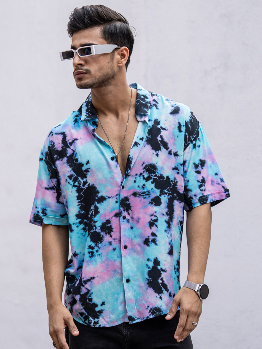 Buy Powerlook Blue & Purple India Slim Fit Tie & Dyed Casual Shirt ...