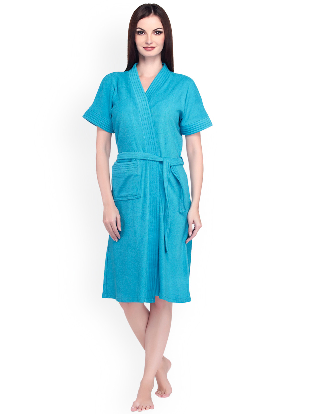 Buy Sand Dune Women Turquoise Blue Bathrobe - Bath Robe for Women ...