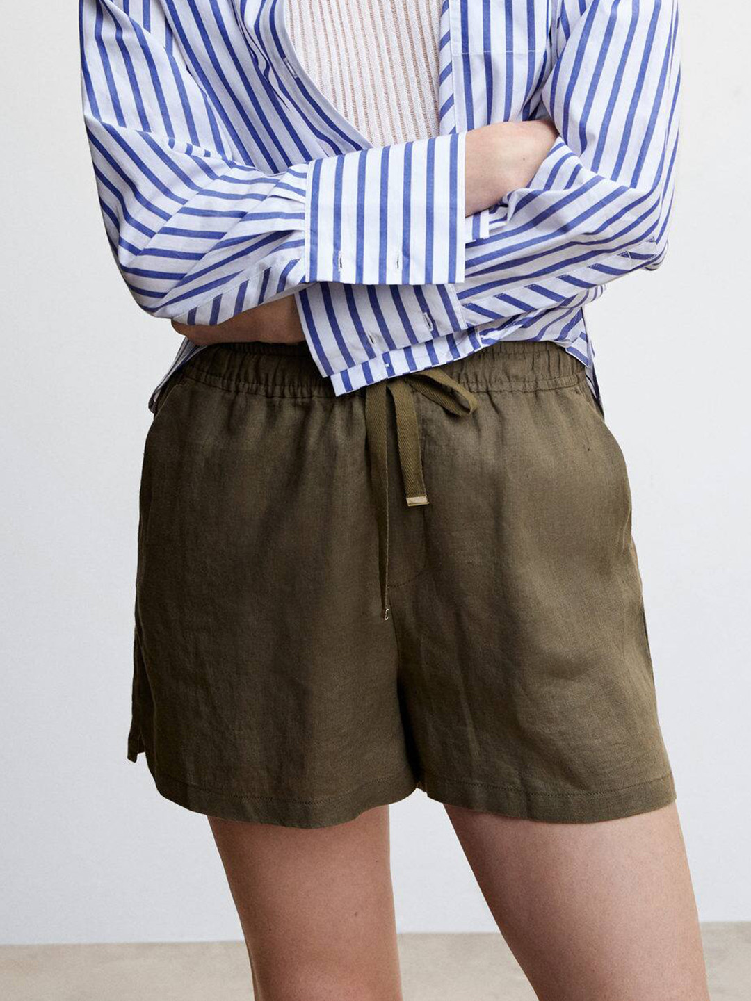 Buy MANGO Women High Rise Linen Shorts - Shorts for Women 23198410 | Myntra
