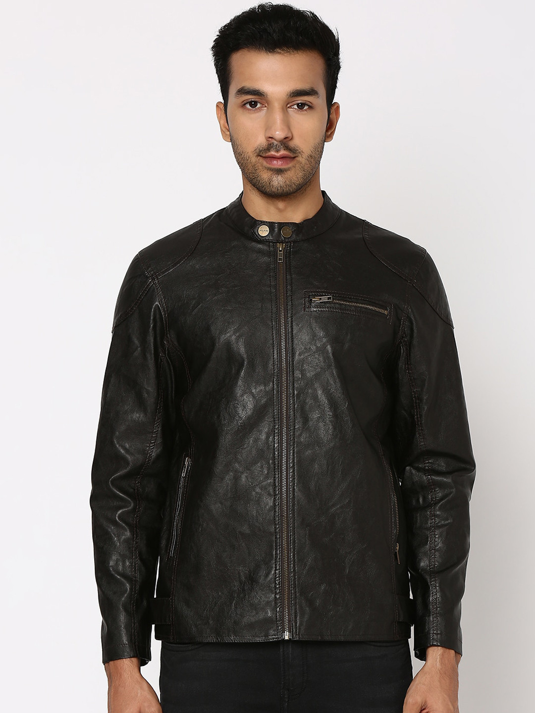 Buy Mufti Slim Fit Full Sleeves Biker Jacket - Jackets for Men 23198676 ...