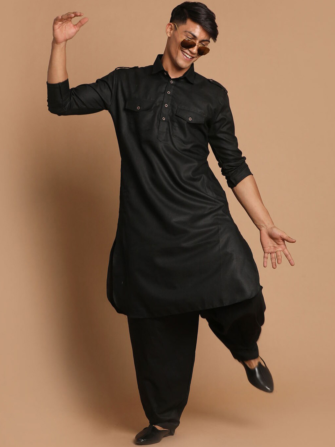 Buy VASTRAMAY Shirt Collar Regular Kurta With Patiala Set - Kurta Sets ...