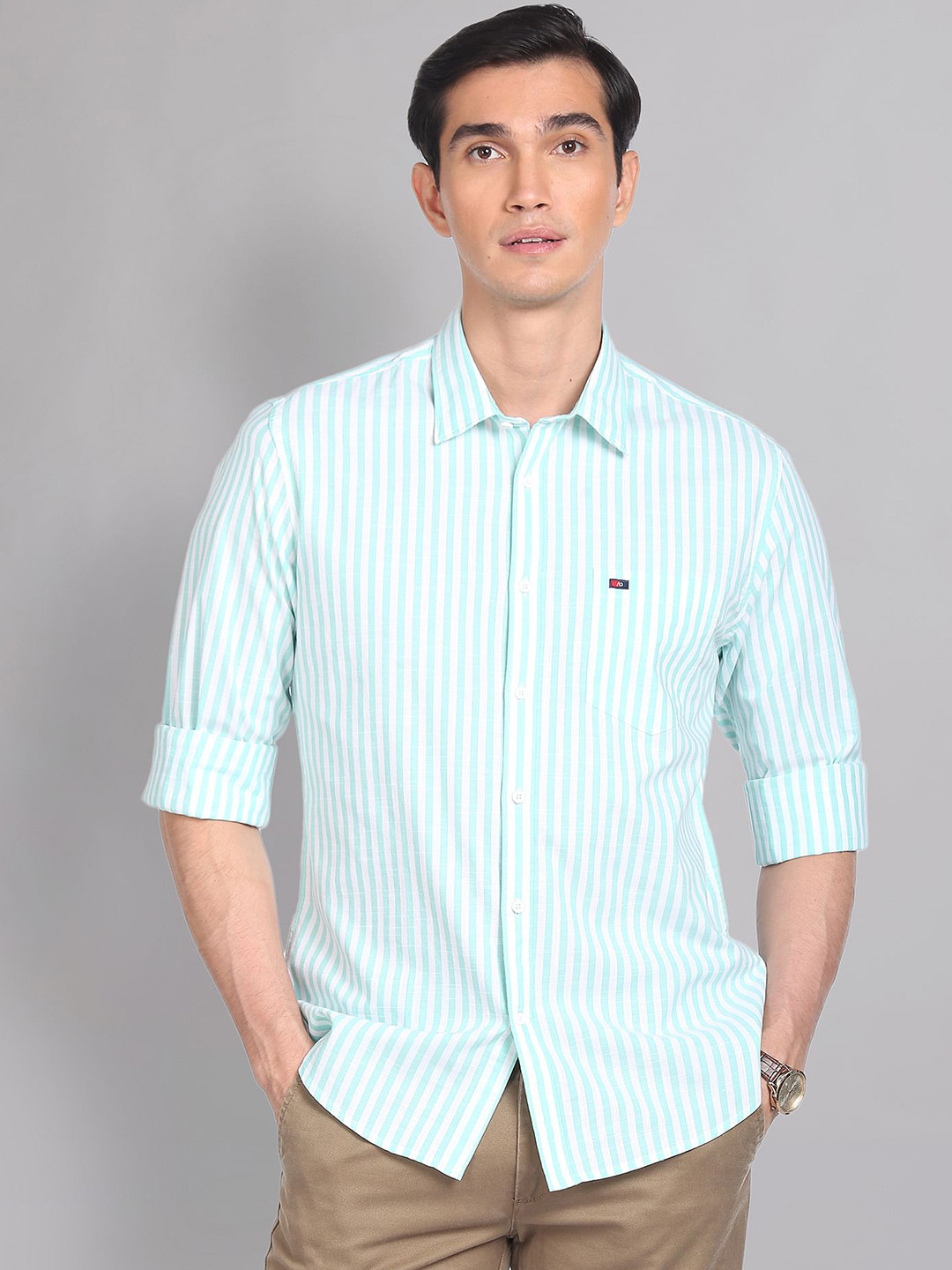 Buy AD By Arvind Striped Slim Fit Cotton Casual Shirt - Shirts for Men ...
