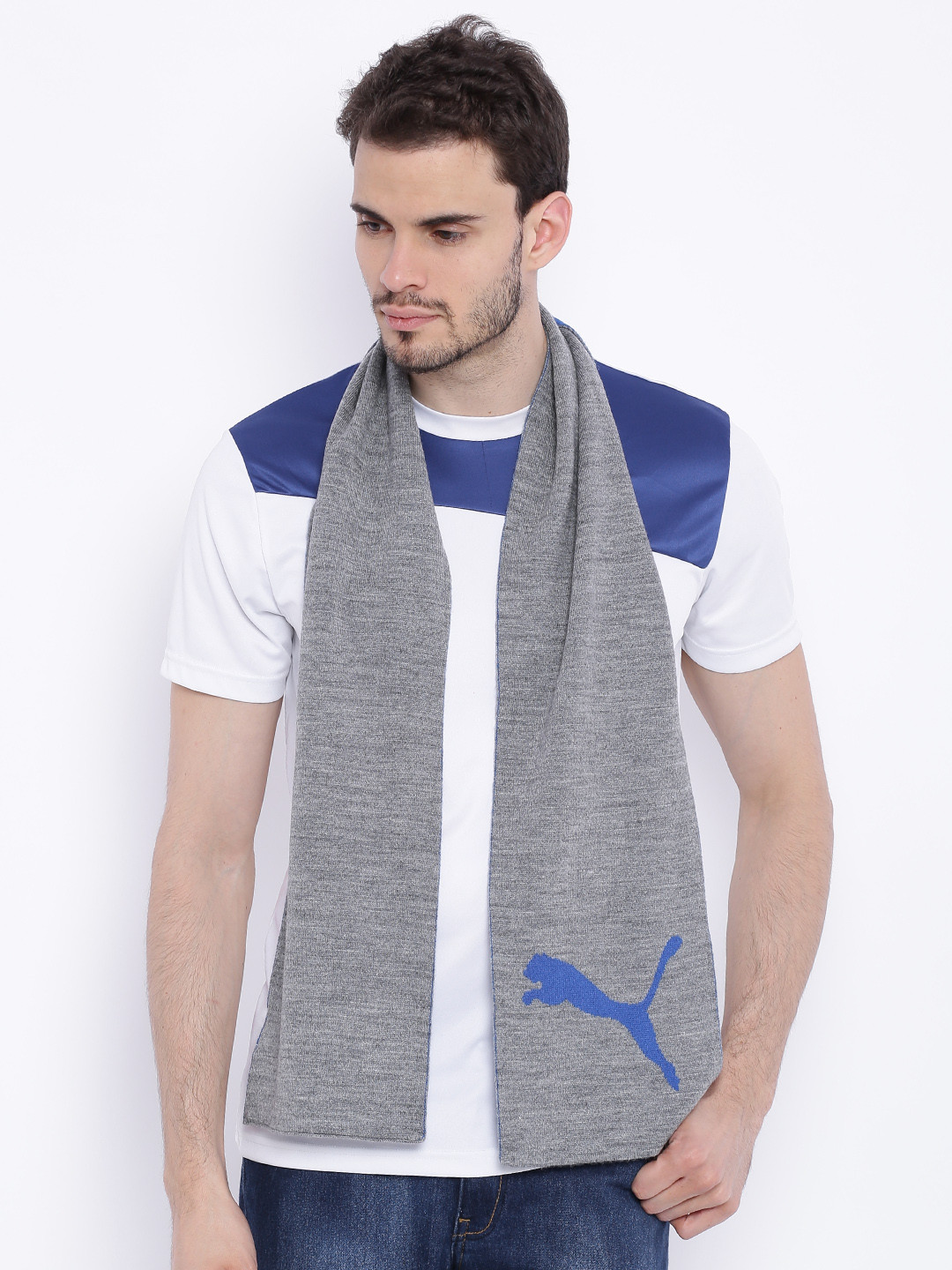 Buy PUMA Blue & Grey Melange Unisex Big Cat Scarf - Scarves for Unisex ...