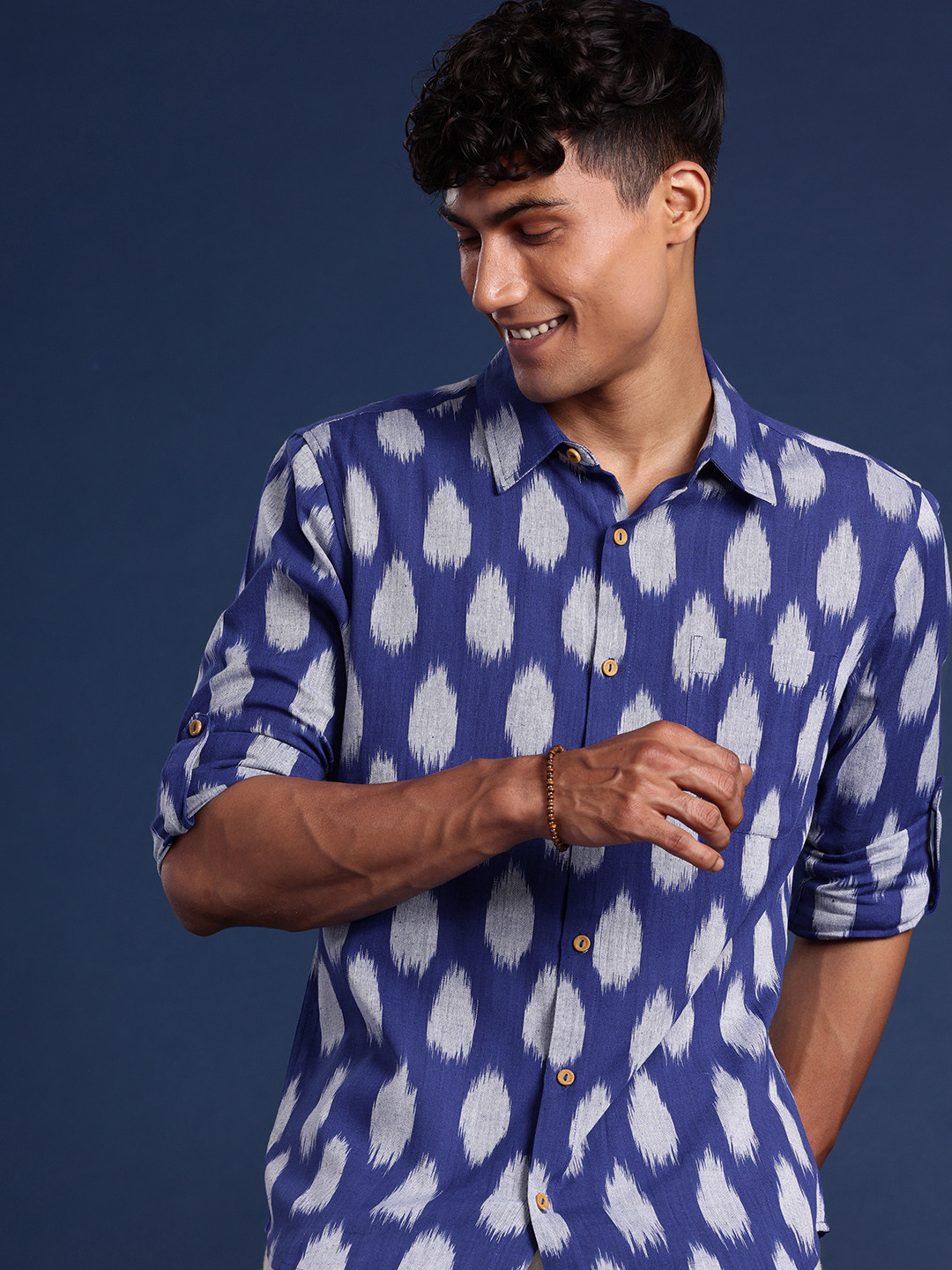 Buy Taavi Pure Cotton Ikat Printed Casual Shirt - Shirts for Men ...