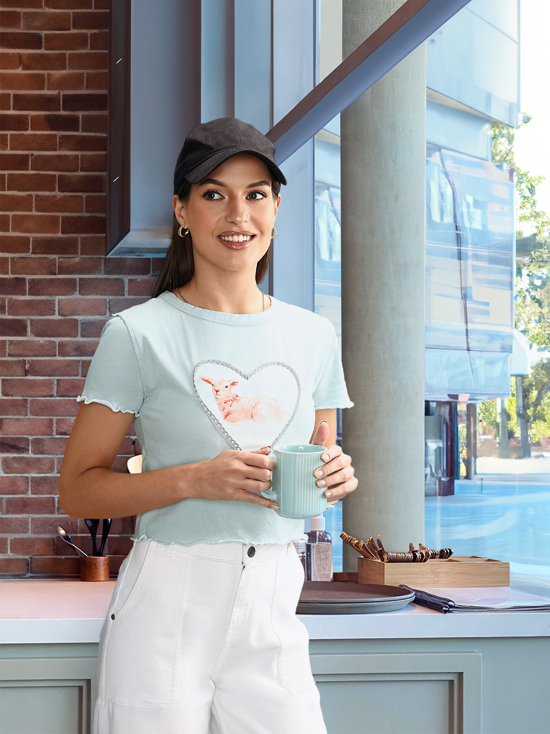 Buy FOREVER 21 Graphic Print Raw Edges Knitted Crop Top With ...