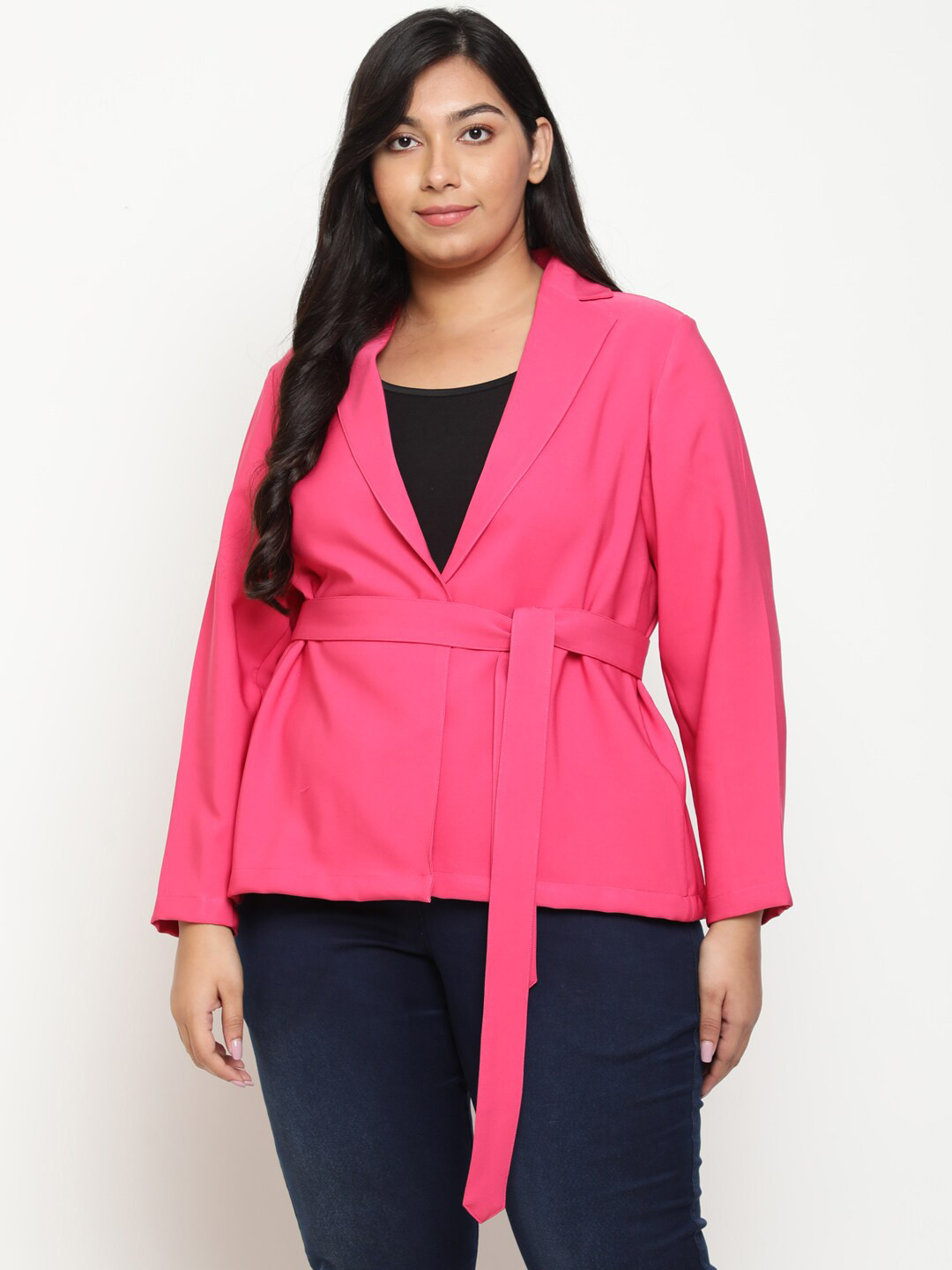 Buy Amydus Plus Size Notched Lapel Open Front Blazer - Blazers for ...