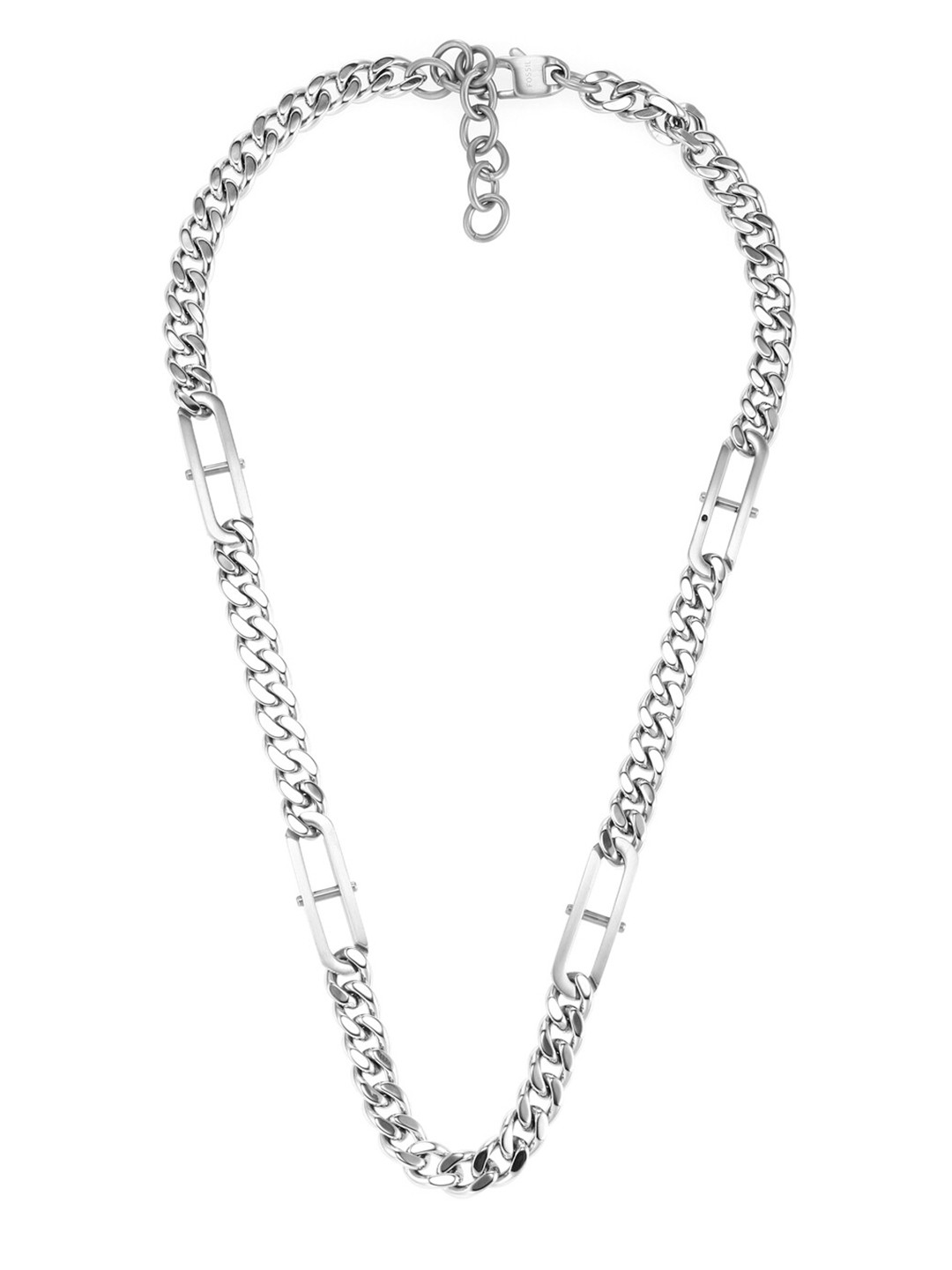 Buy Fossil Heritage Men Silver Plated Link Chain Necklace - Necklace ...
