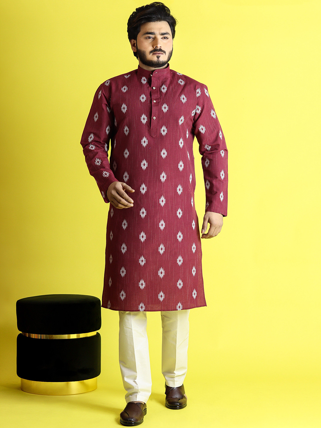 Buy Tibra Collection Ethnic Woven Design Kurta With Pyjamas - Kurta ...