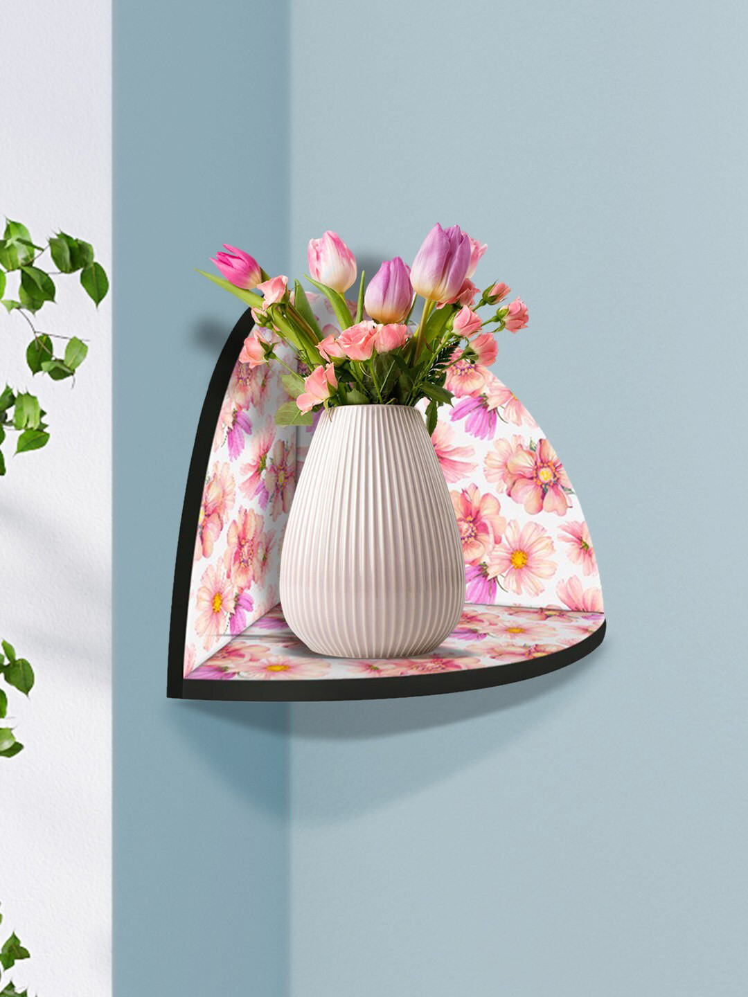 Buy 999Store White & Pink MDF Corner Wall Shelf - Wall Shelves for ...