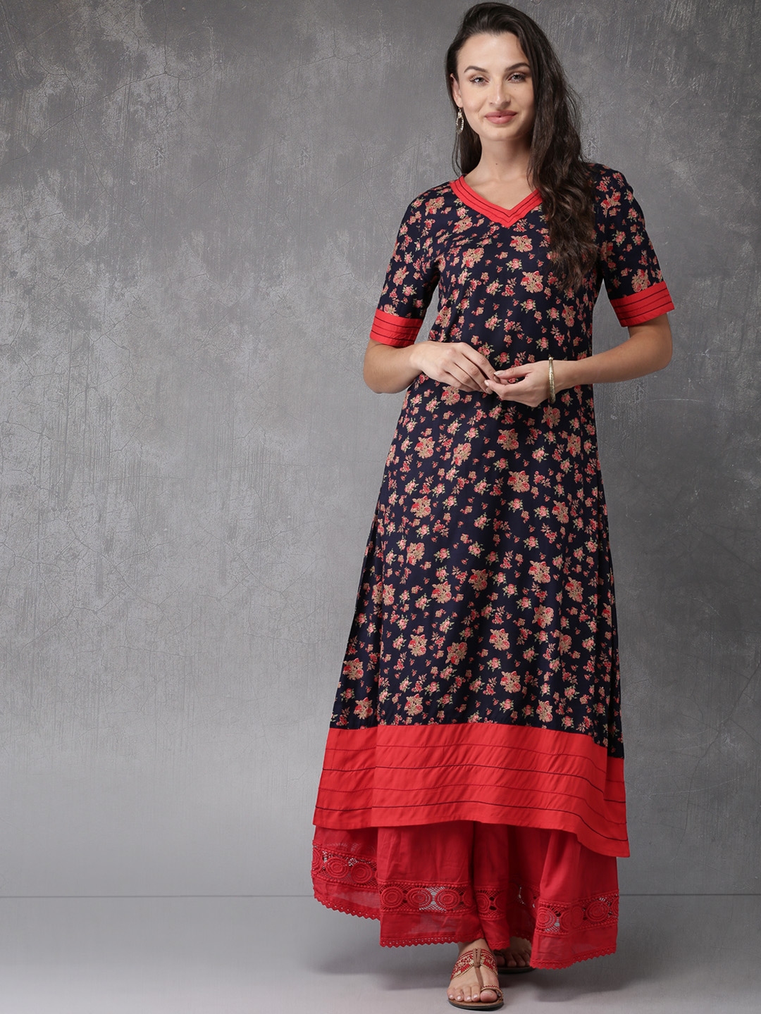Buy Anouk Women Navy Blue & Red Floral Print A Line Kurta - Kurtas for ... Buy Anouk Women Navy Blue & Red Floral Print A Line Kurta - Kurtas for ...