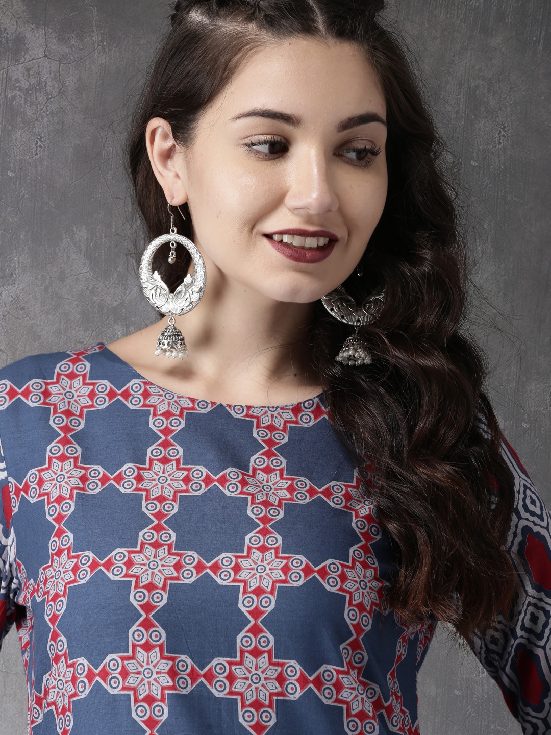 Buy Anouk Women Blue And Red Printed Straight Kurta Kurtas For Women