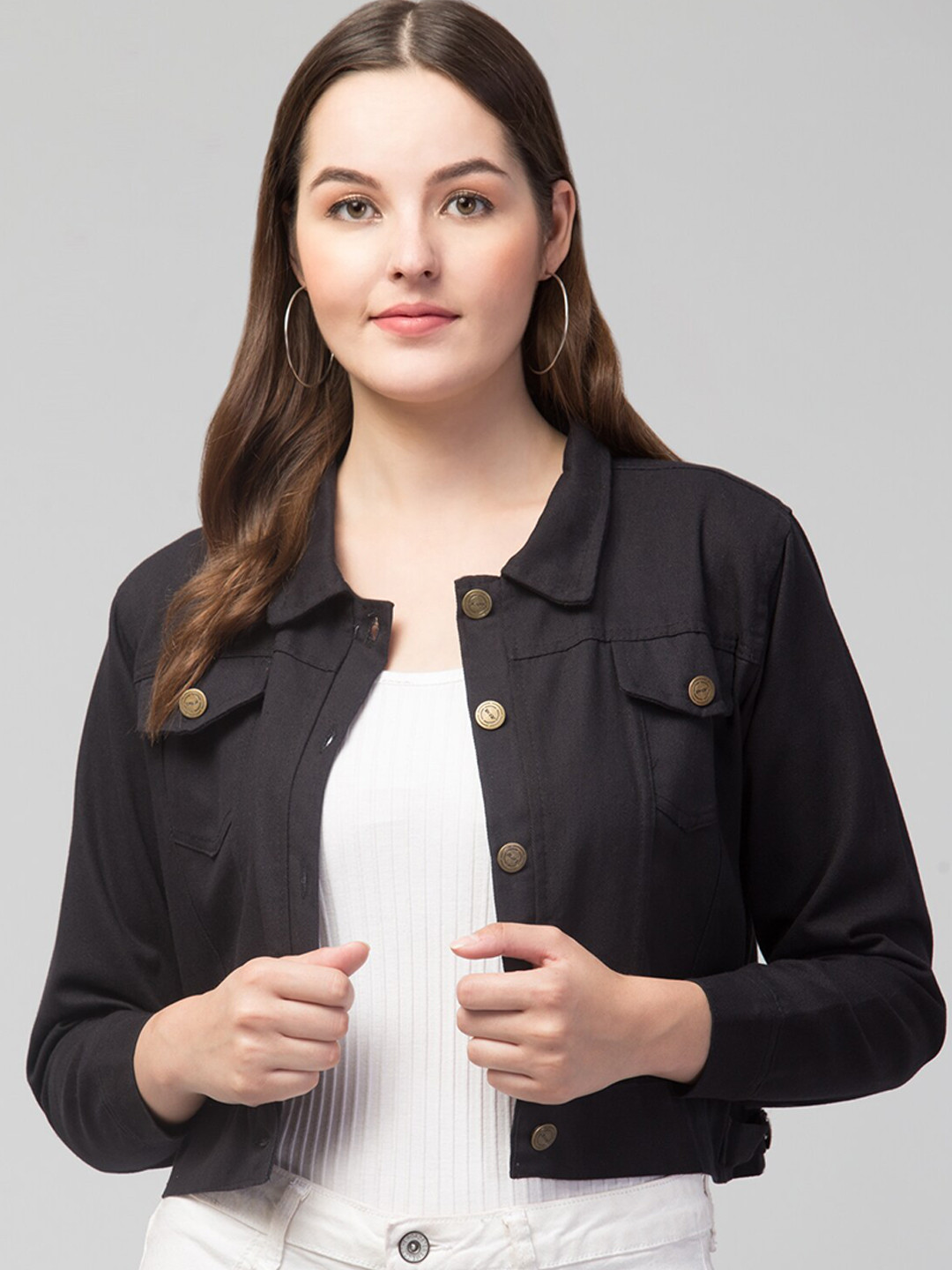 Buy GLITO Lightweight Crop Cotton Denim Jacket - Jackets for Women ...