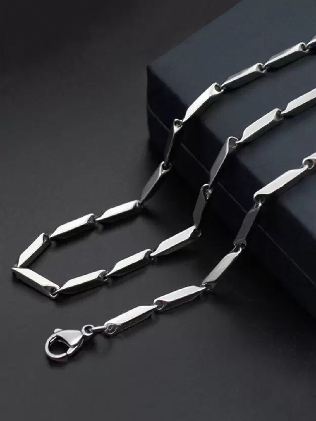 Buy MEENAZ Men Silver Plated Stainless Steel Chain - Necklace And ...
