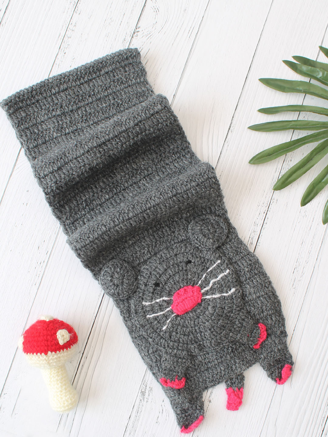 Buy Woonie Kids Handmade Crochet Cat Face Acrylic Muffler - Mufflers ...