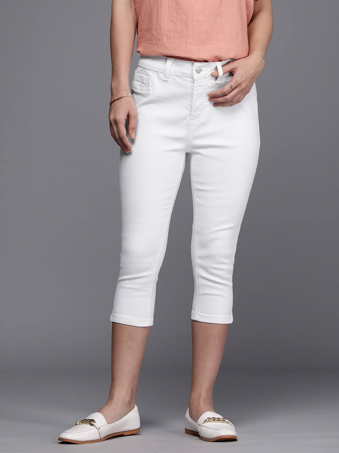 Buy NEXT Women Stretchable Mid Rise Regular Fit Cropped Jeans - Jeans ...