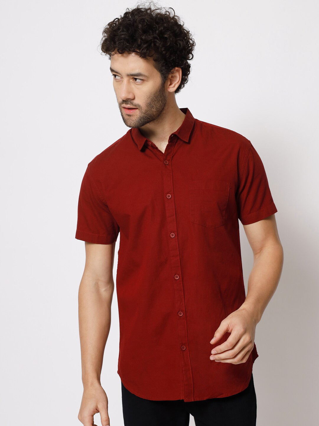 Buy POP CULTURE Spread Collar Cotton Slim Fit Shirt - Shirts for Men 23247106 | Myntra