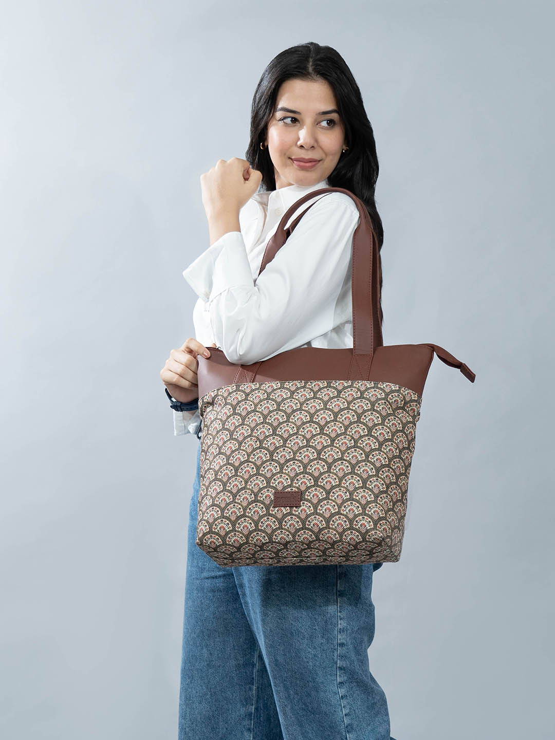 Buy ZOUK Floral Printed Structured Tote Bag - Handbags for Women ...