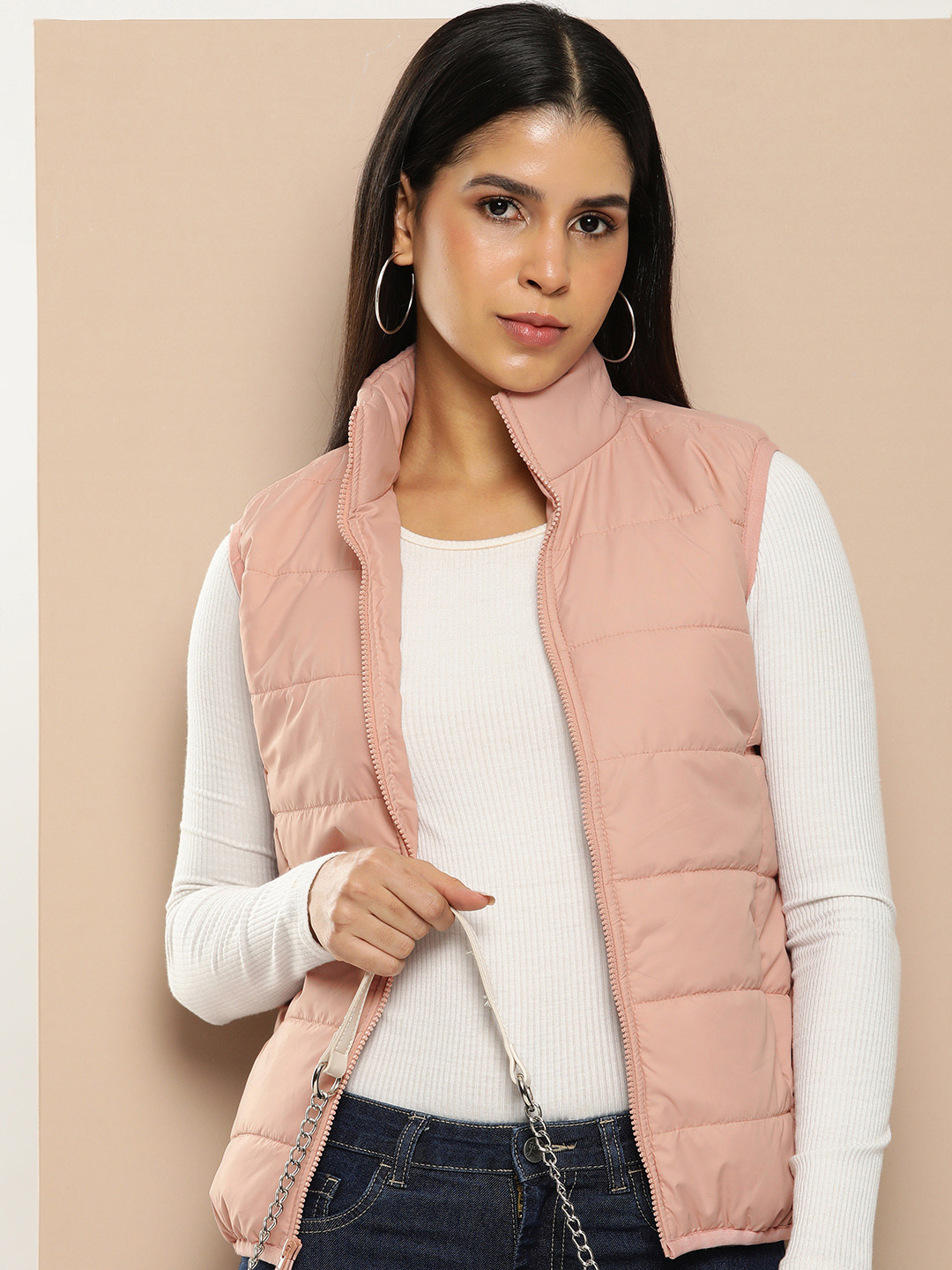 Buy Her By Invictus Solid Mock Collar Padded Jacket - Jackets for Women ...