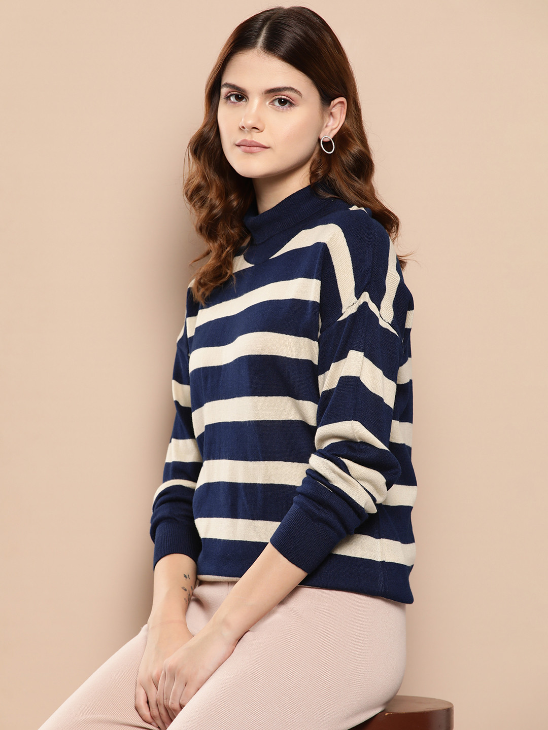 Buy Her By Invictus Women Striped Acrylic Pullover - Sweaters for Women ...
