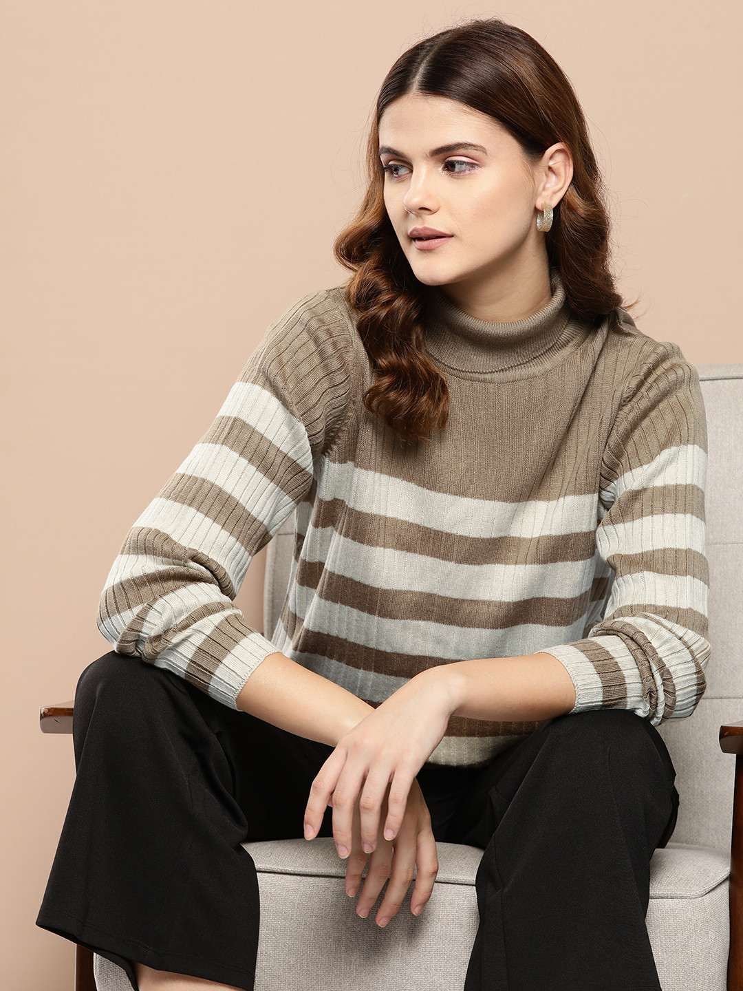 Buy Her By Invictus Women Striped Acrylic Pullover - Sweaters for Women ...