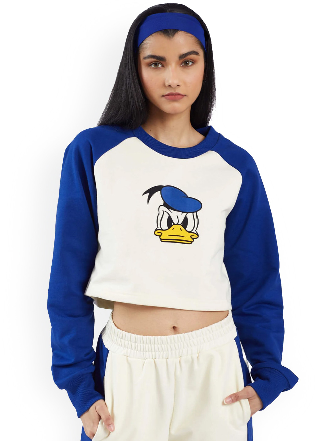 Buy Bonkers Corner White & Blue Colorblocked Donald Printed Co Ords ...