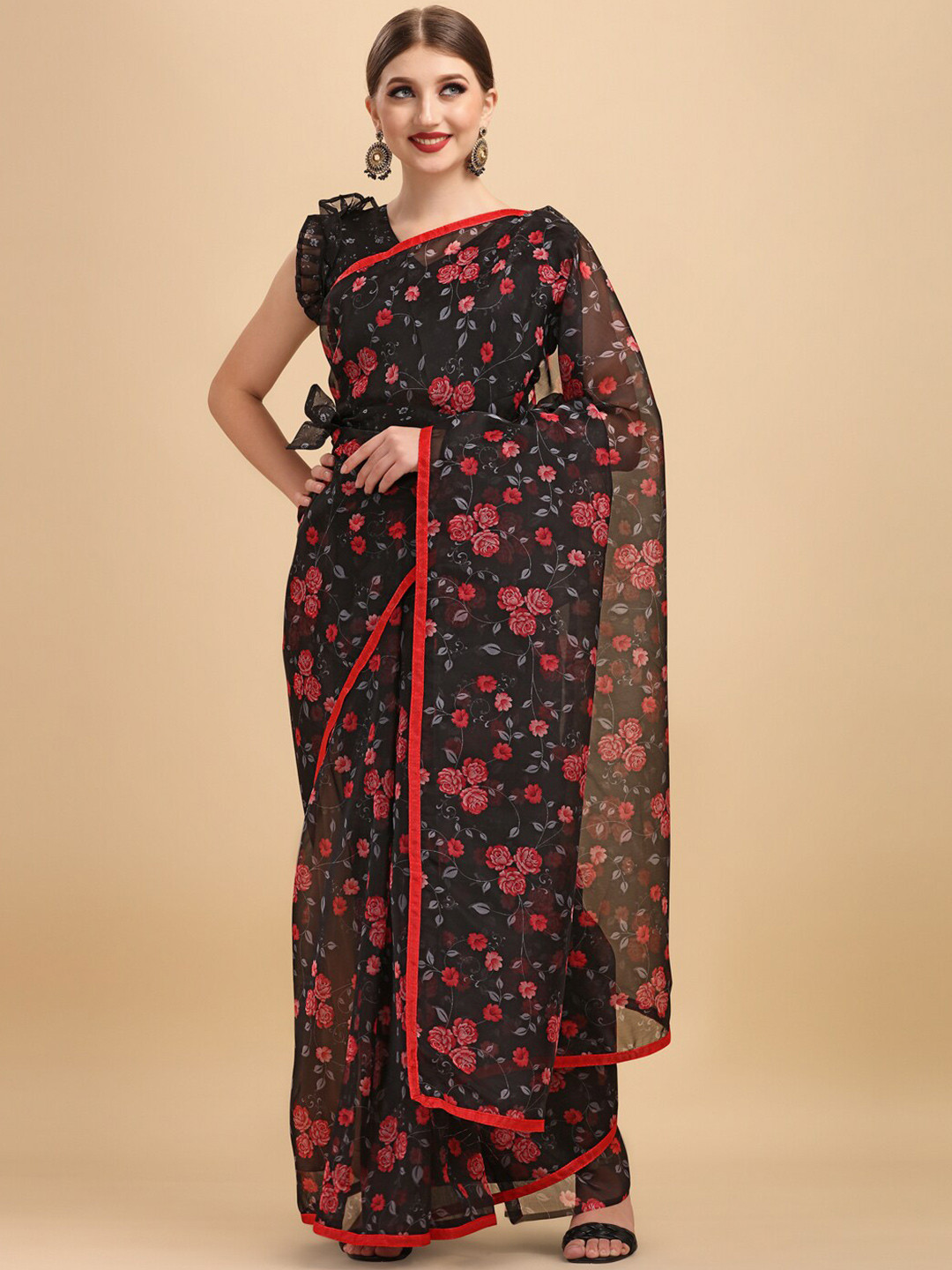 Buy Sangria Black Floral Printed Saree - Sarees for Women 23252930 | Myntra