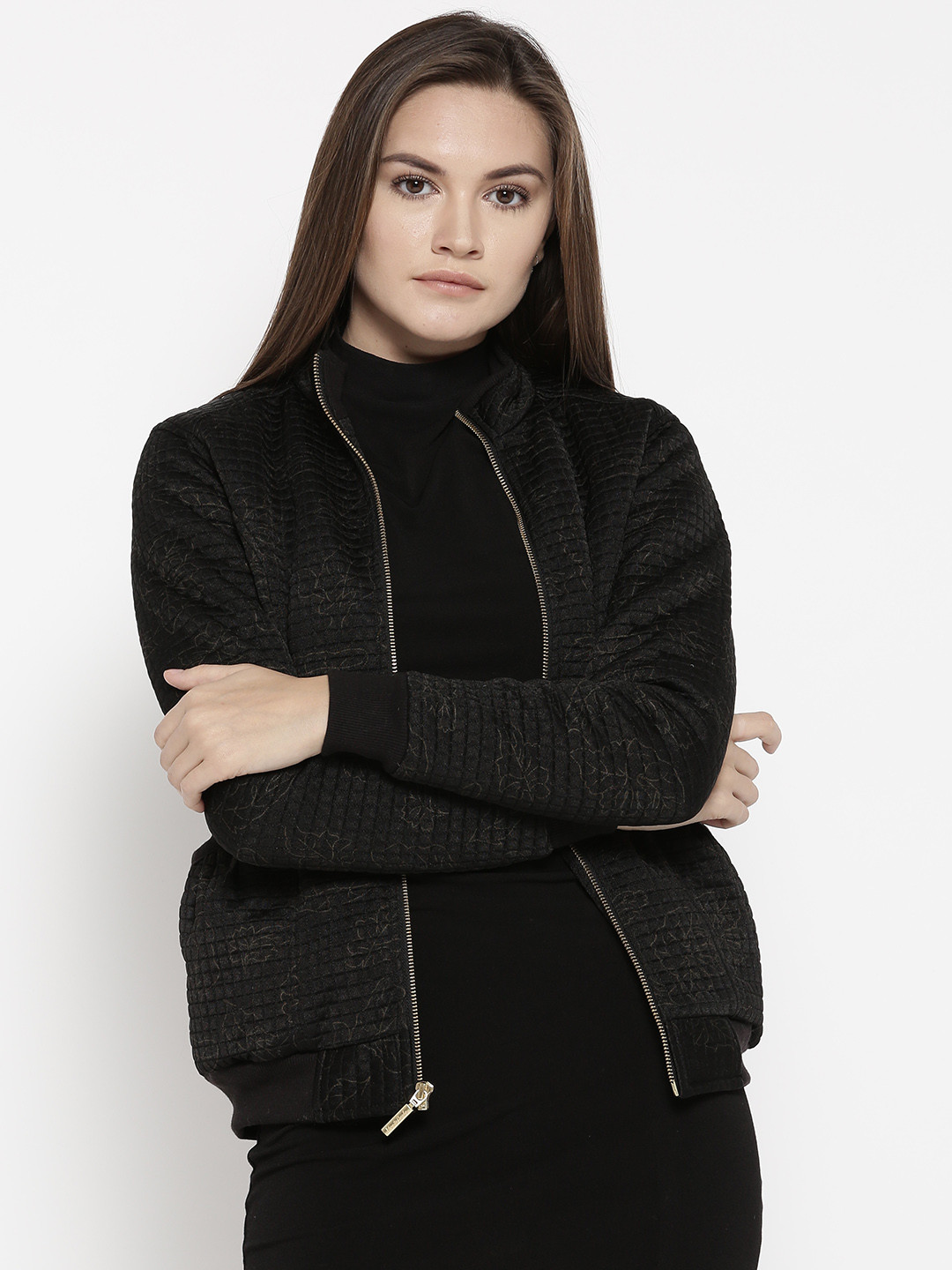 Buy Monte Carlo Women Black Printed Bomber Jacket - Jackets for Women ...