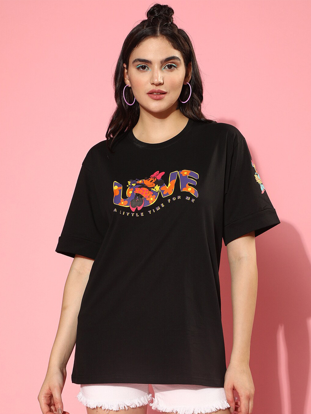 Buy JUNEBERRY Minnie Mouse Printed Oversized Cotton T Shirt - Tshirts ...