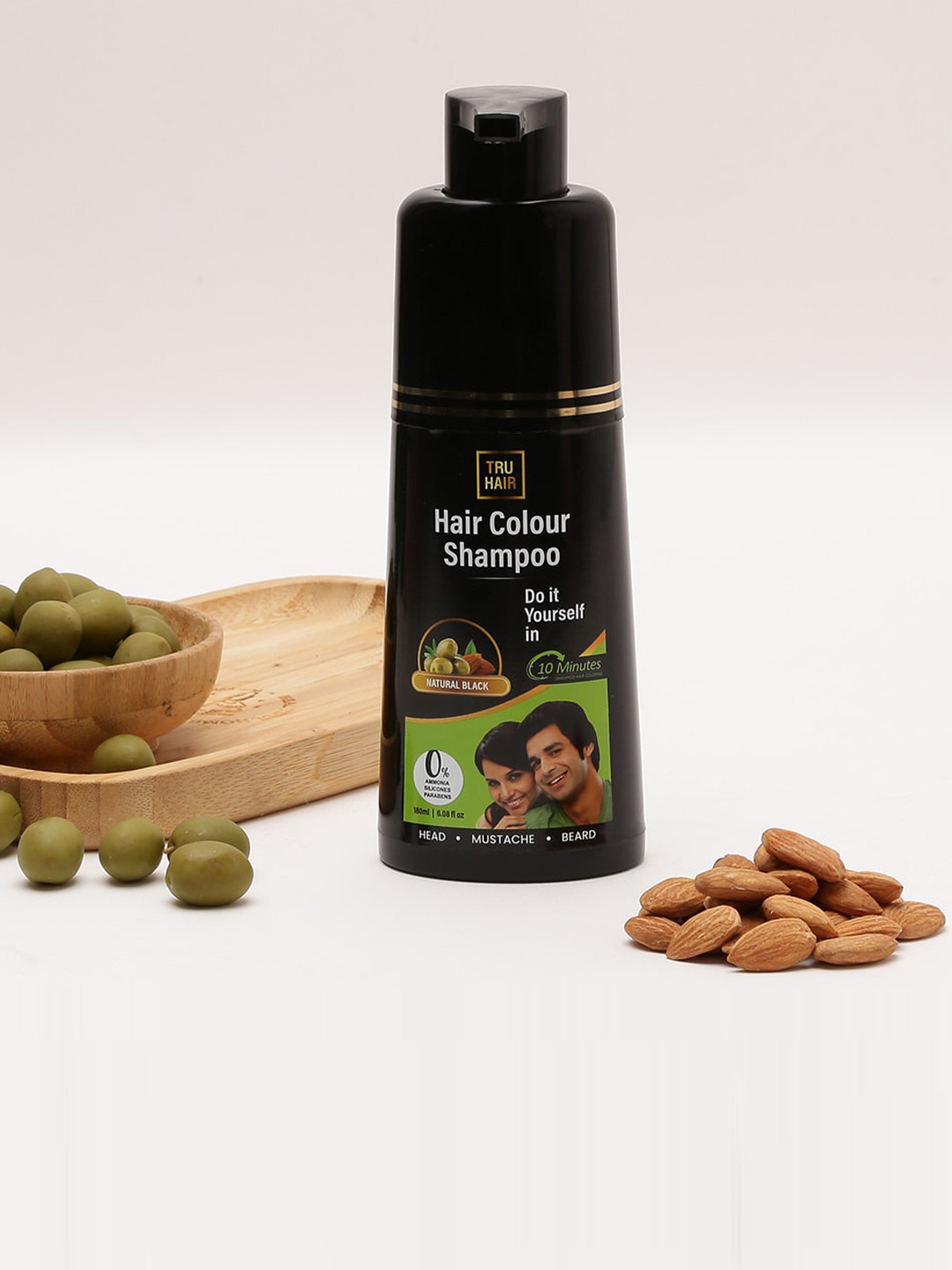 Buy TRU HAIR Black Colour Shampoo For Head Mustache & Beard 180ml ...
