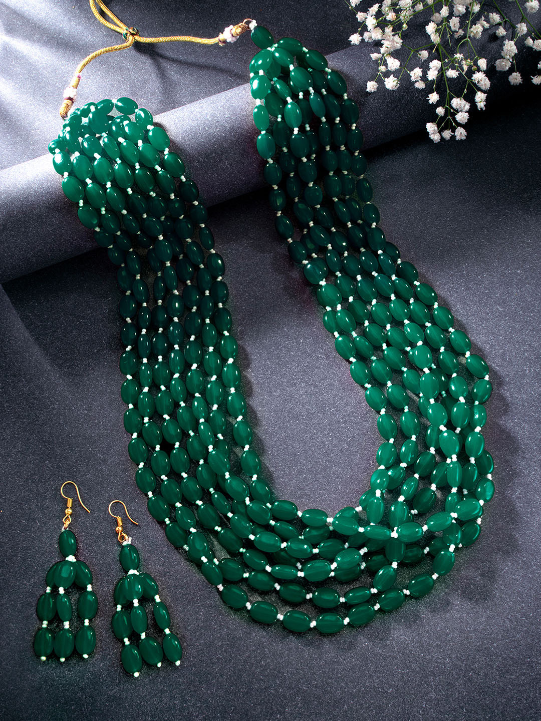 Buy Peora Gold Plated Artificial Beads Layered Jewellery Set ...