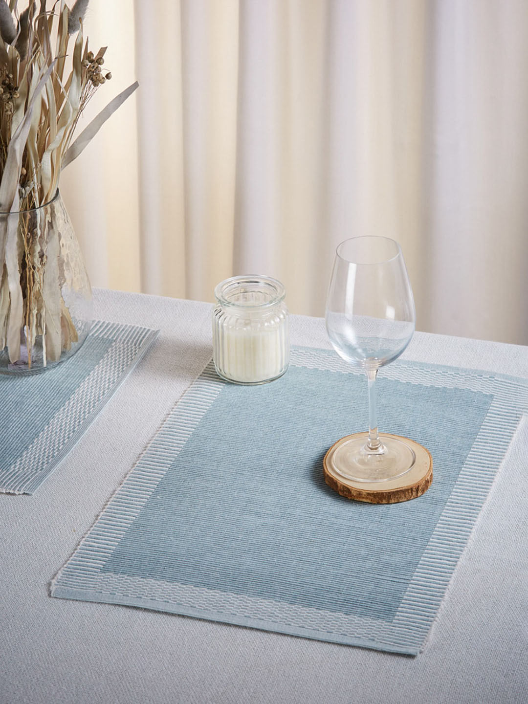 Buy Fabindia Blue 6 Pieces Ribbed Cotton Table Placemats - Table ...