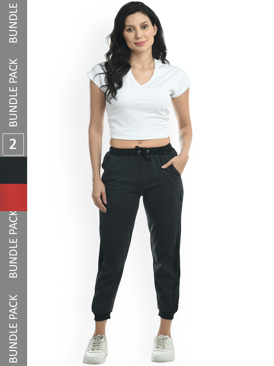 Buy IndiWeaves Women Pack Of 2 Side Panel Details Pure Cotton Joggers ...