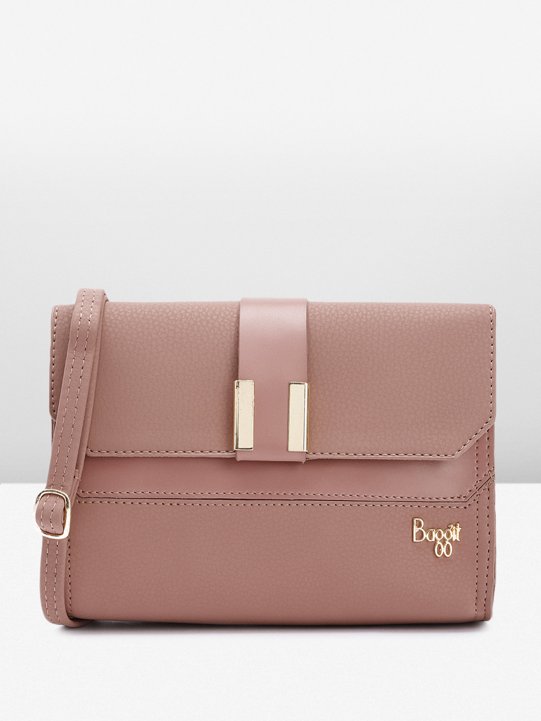 Buy Baggit Textured PU Structured Sling Bag With Buckle Detail ...