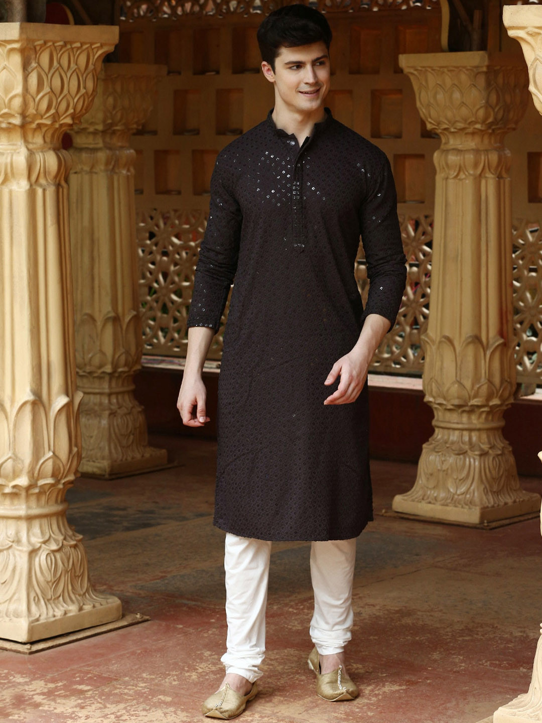 Buy Sanwara Ethnic Motifs Embroidered Regular Chikankari Pure Cotton ...