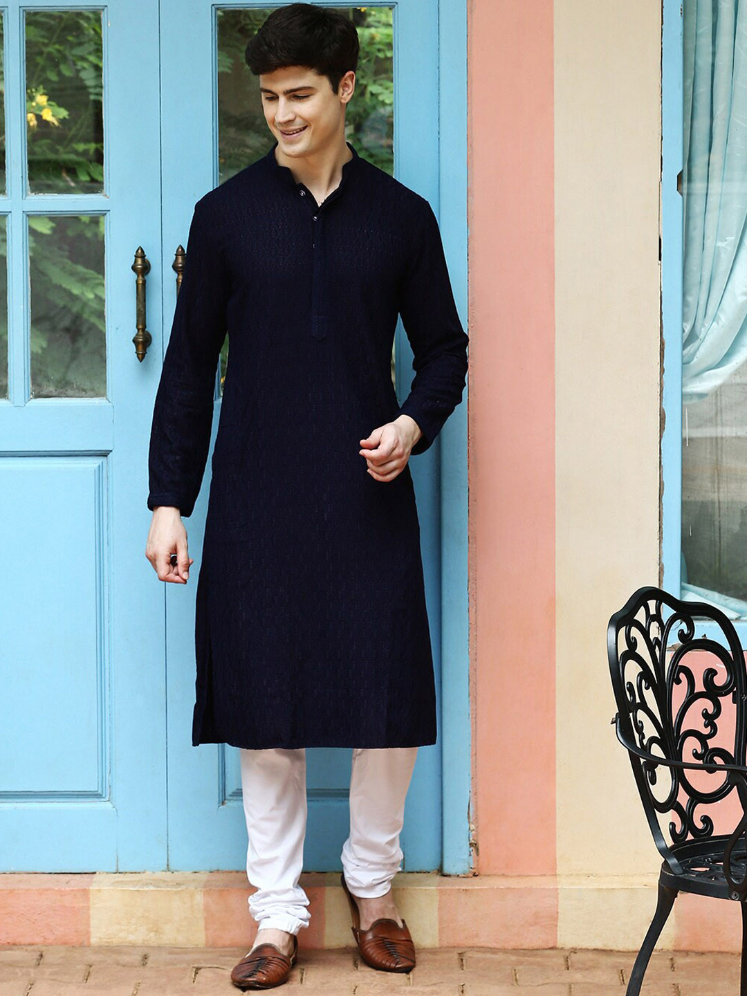 Buy Sanwara Ethnic Motifs Embroidered Regular Chikankari Pure Cotton ...